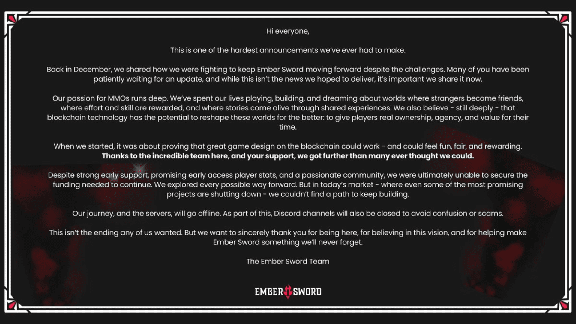 Ember Sword Discontinued Despite Raising Millions | GAMES.GG