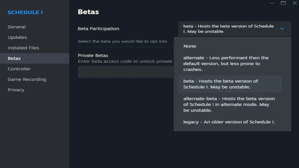 Schedule 1 Beta Branch for Early Update Access | GAMES.GG