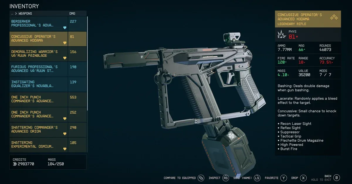 Starfield Best Weapons After Free Lanes [Tier List Guide] | GAMES.GG